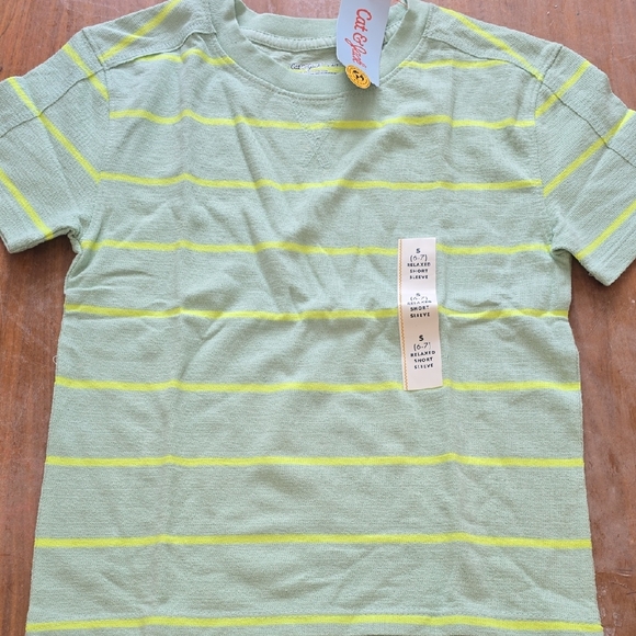 Cat & Jack | Shirts & Tops | Cat Jack Boys Green Striped Relaxed Fit T ...
